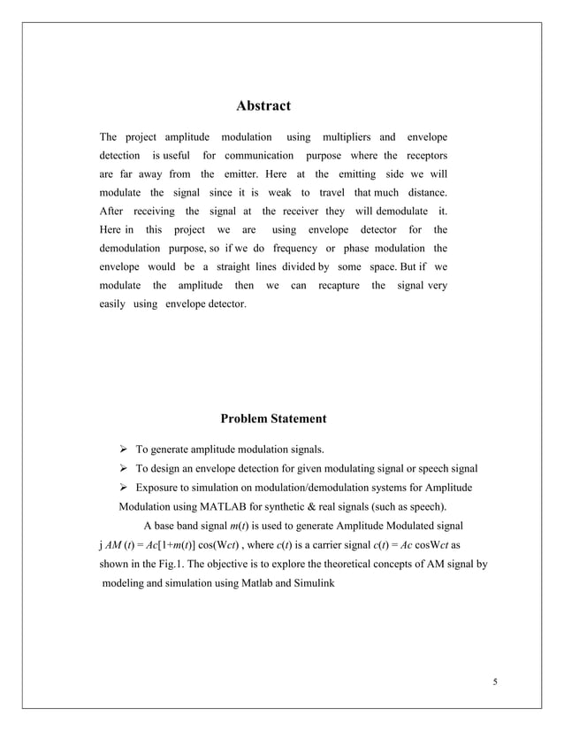 Amplitude Modulation Using Multipliers And Envelope Detector