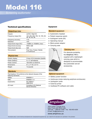 Amplivox model 116 Screening audiometer | PDF