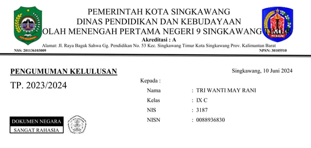 Amplop kelulusan dan keterangan lulus smp | PPT