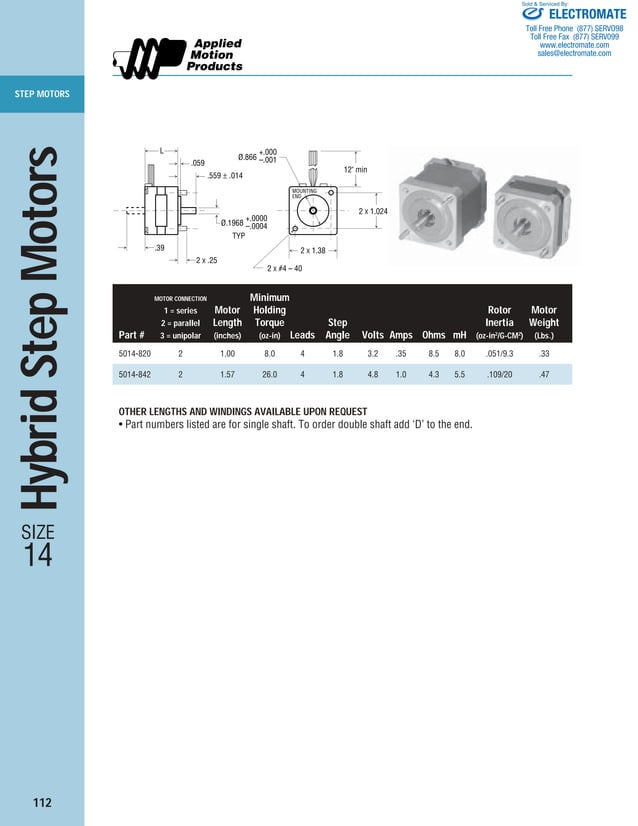 Amp nema14 stepper_motor_specsheet | PDF