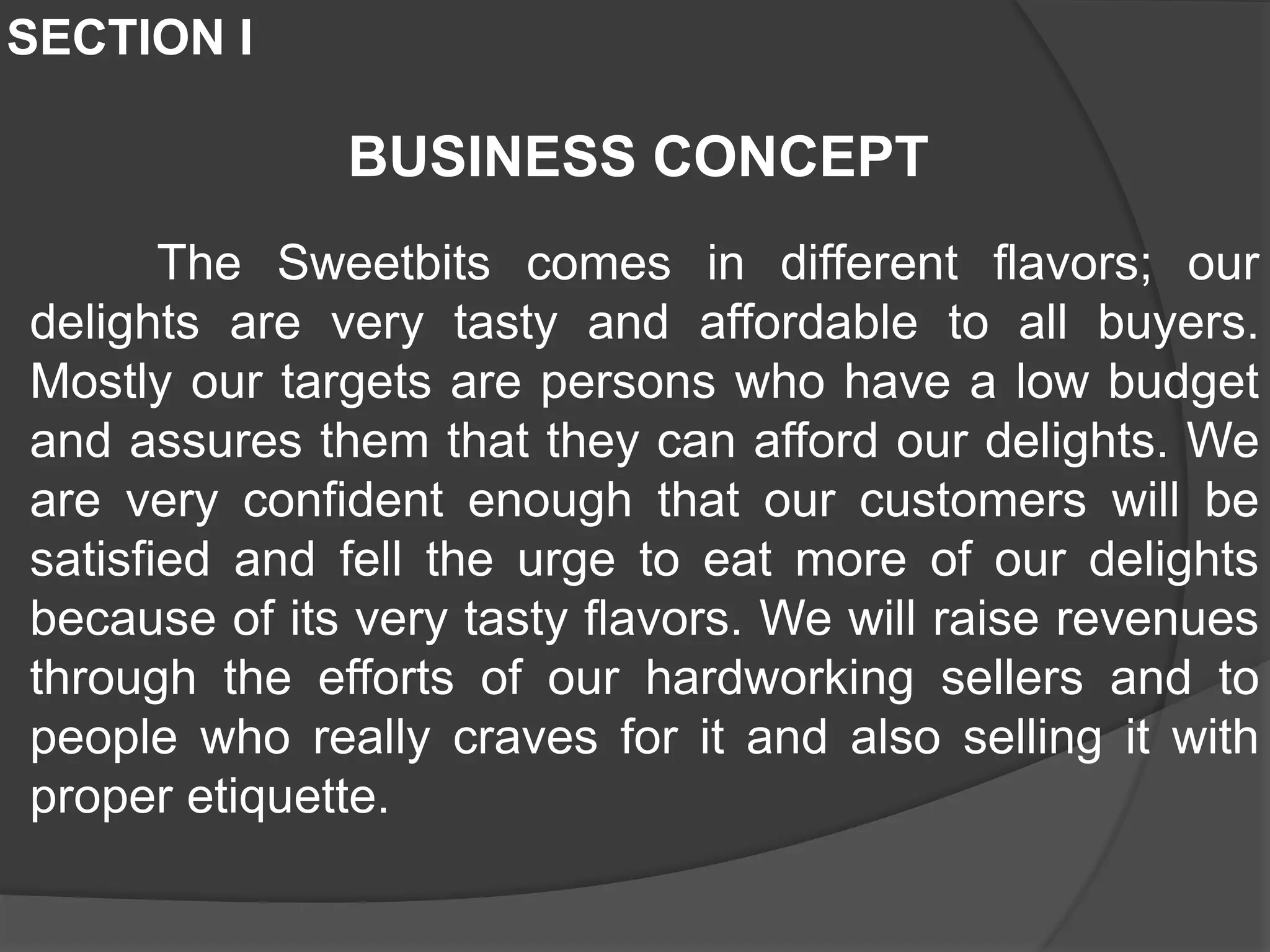 BUSINESS PLAN " SWEETBITS COMPANY" | PPTX