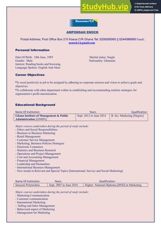 Amponsah Enock CV Resume.Docx