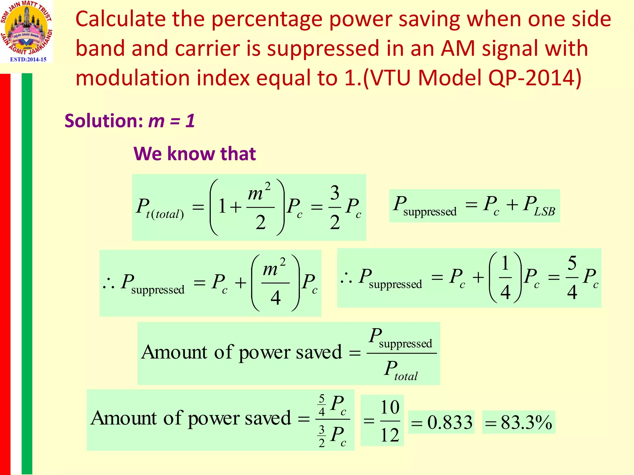 Numerical Problems on Ampitude Modulation | PDF