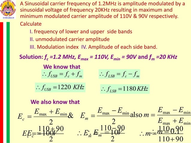 Numerical Problems on Ampitude Modulation | PDF