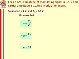 Numerical Problems on Ampitude Modulation | PDF