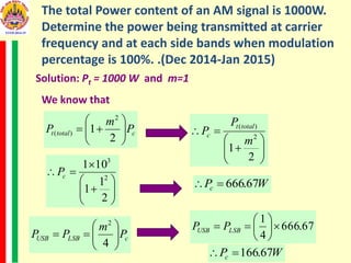 Numerical Problems on Ampitude Modulation | PDF