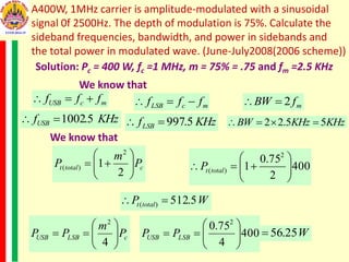 Numerical Problems on Ampitude Modulation | PDF