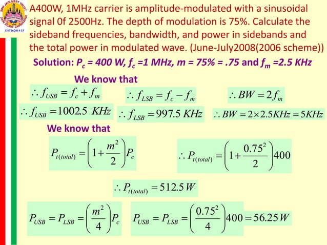 Numerical Problems on Ampitude Modulation | PDF