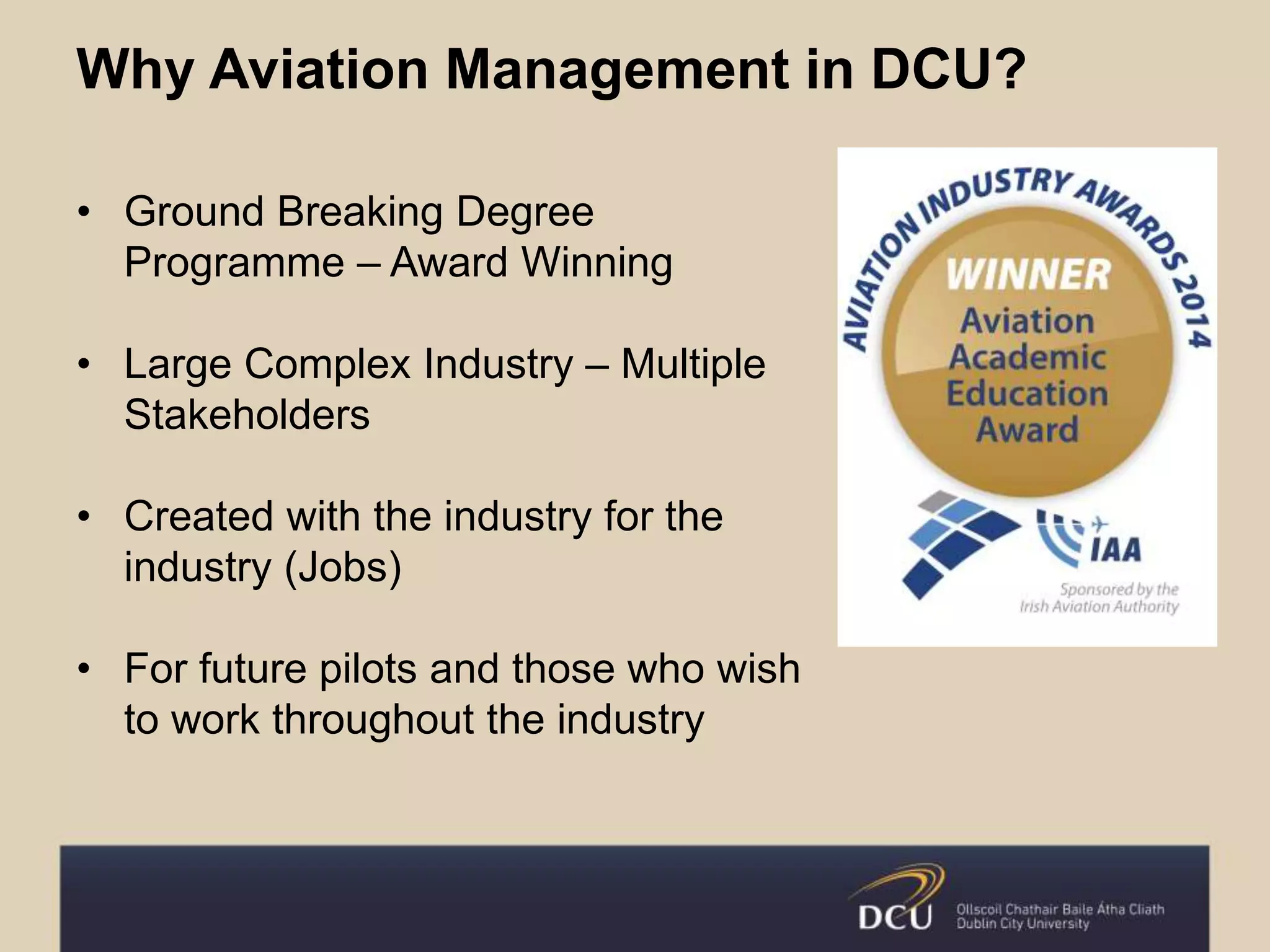 DCU BSc in Aviation Management with Pilot Studies (CAO DC117) | PPTX