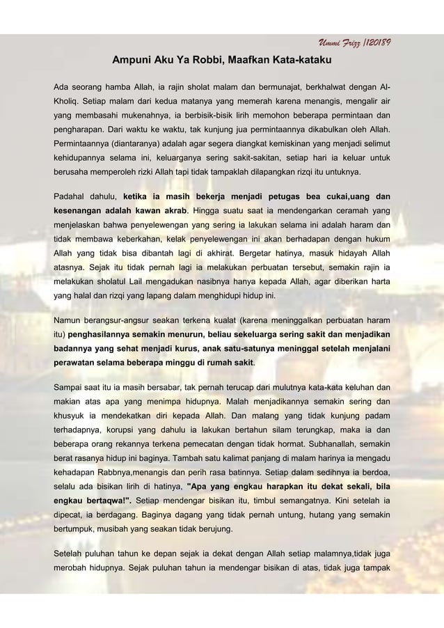 Ampuni aku ya robbi, maafkan kata kataku | PDF