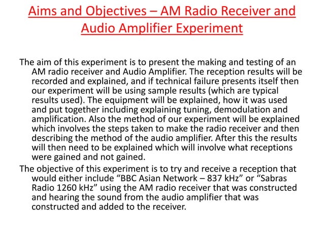Am Radio Receiver And Amplifier Experiment And Am Transmission ...