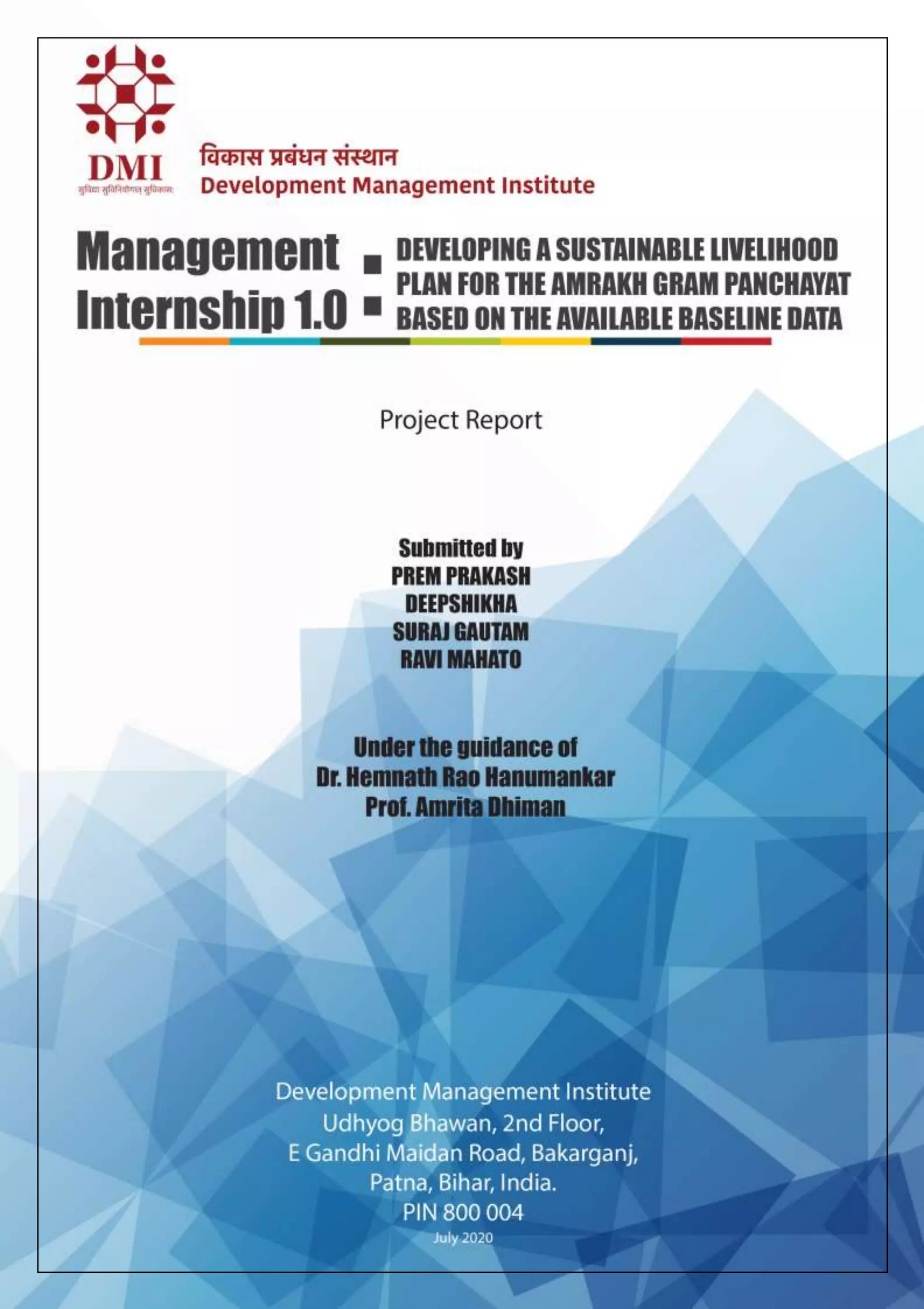 developing a sustainable livelihood for Amrakh Gram Panchayat | PDF