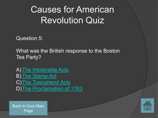 Causes for American Revolution | PPTX