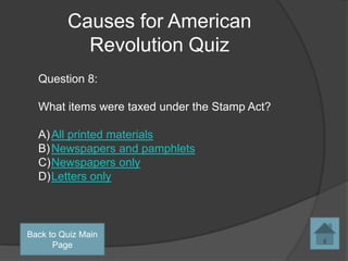 Causes for American Revolution | PPTX