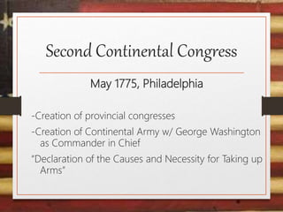 Causes of American Revolution 1774-1776 | PPT
