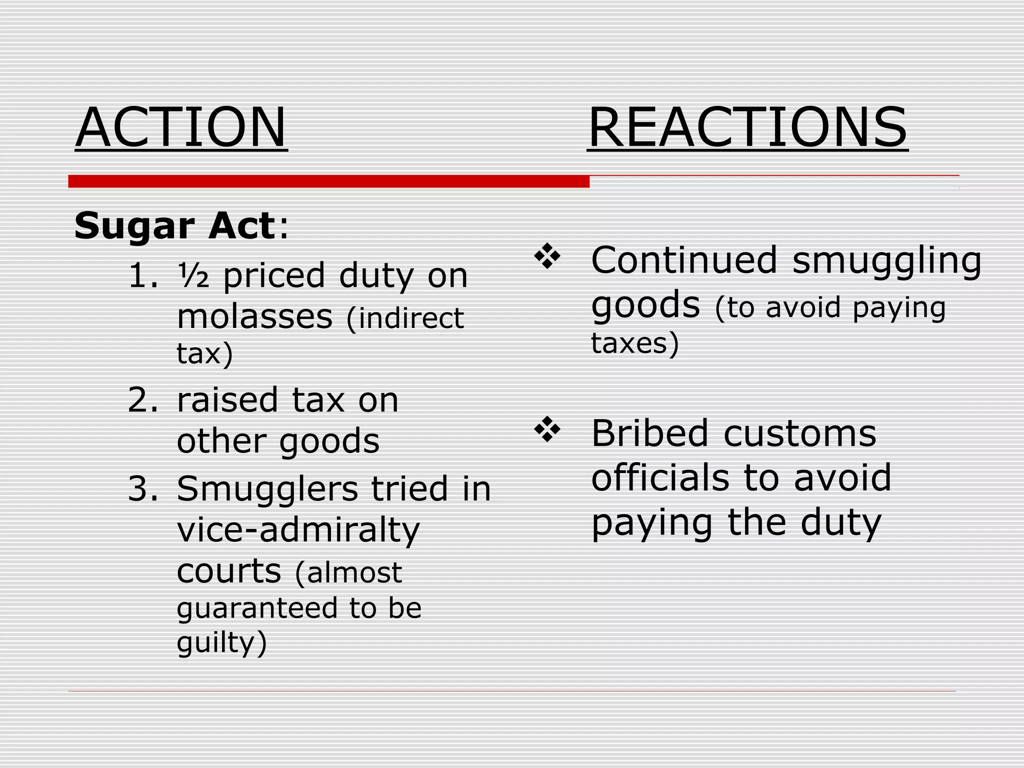 Am rev causes british actions, colonial reactions | PPT