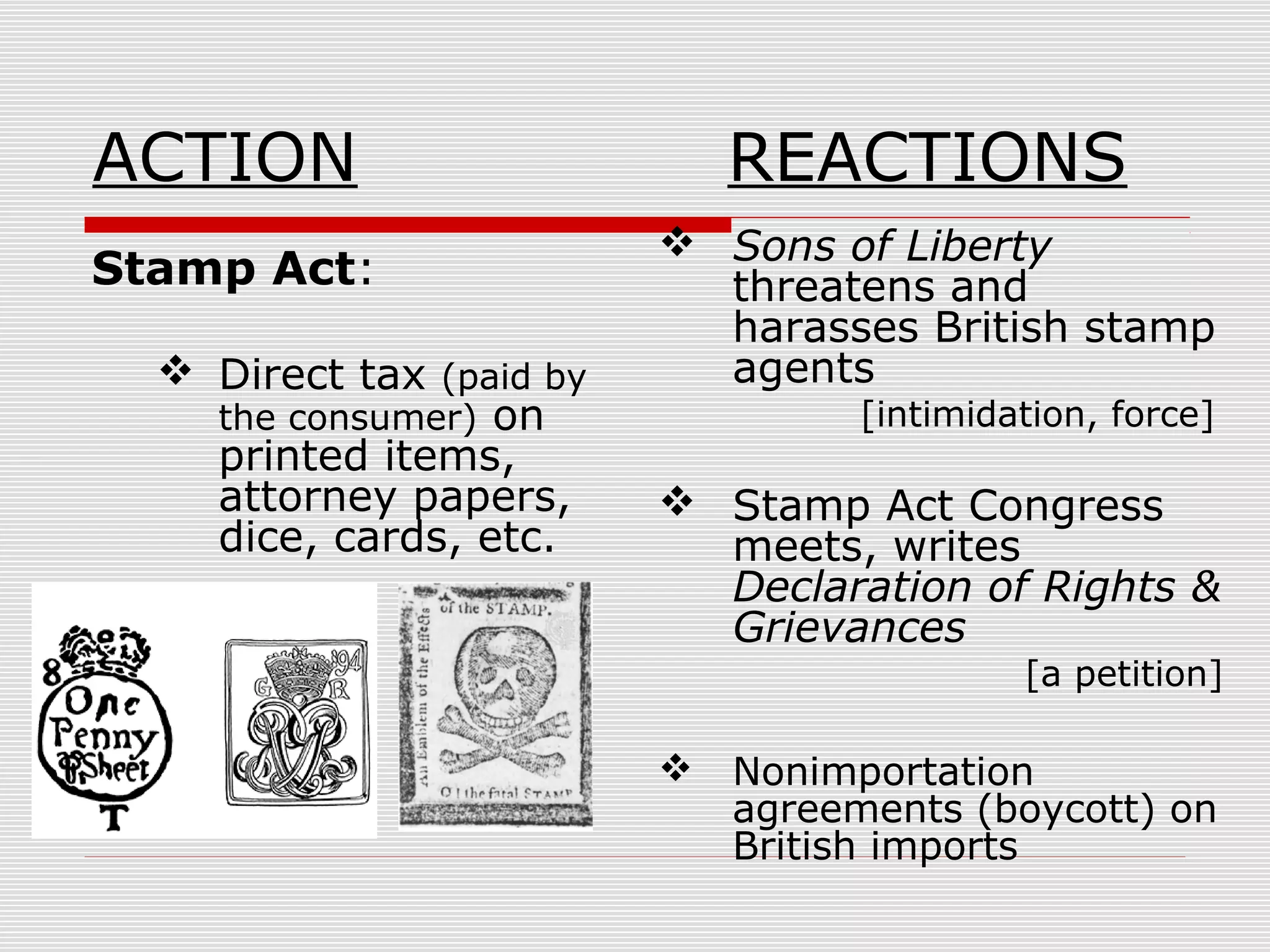 Am rev causes british actions, colonial reactions | PPT