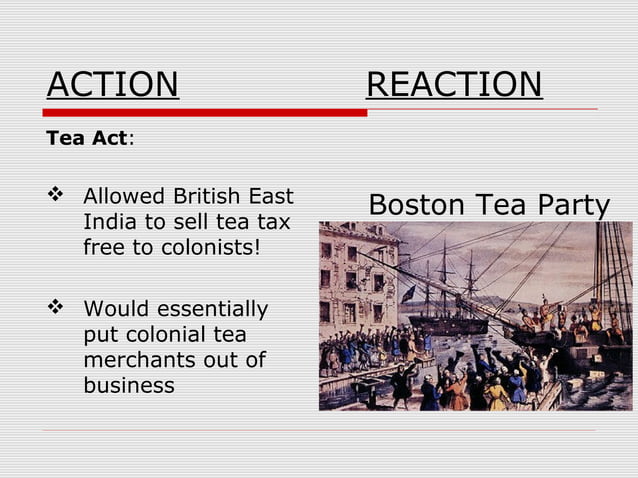 Am rev causes british actions, colonial reactions | PPT