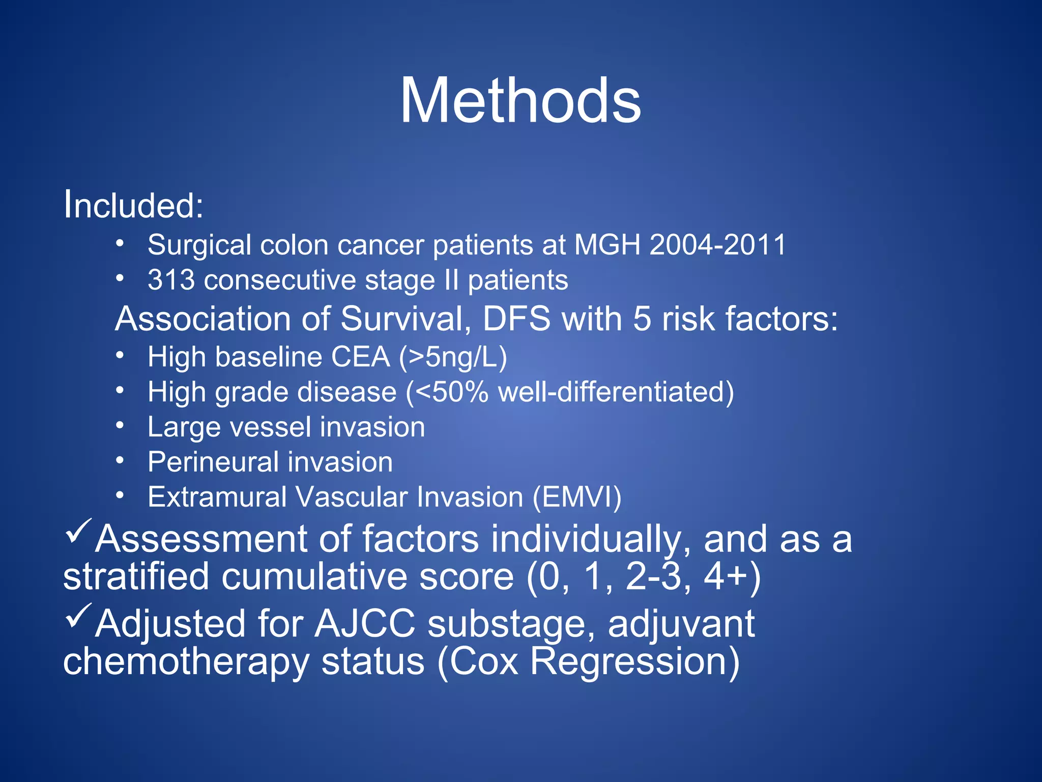 Risk Stratification in Stage II Colon Cancer Patients | PPT
