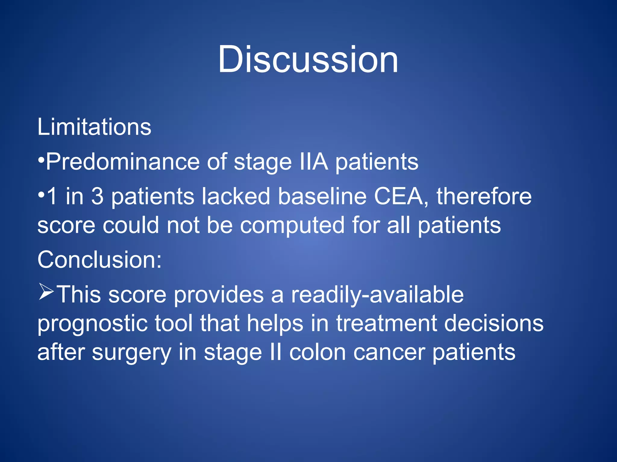 Risk Stratification in Stage II Colon Cancer Patients | PPT