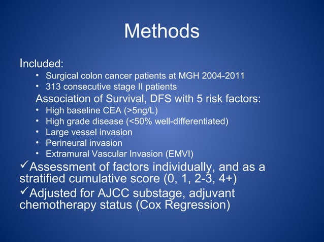 Risk Stratification in Stage II Colon Cancer Patients | PPT