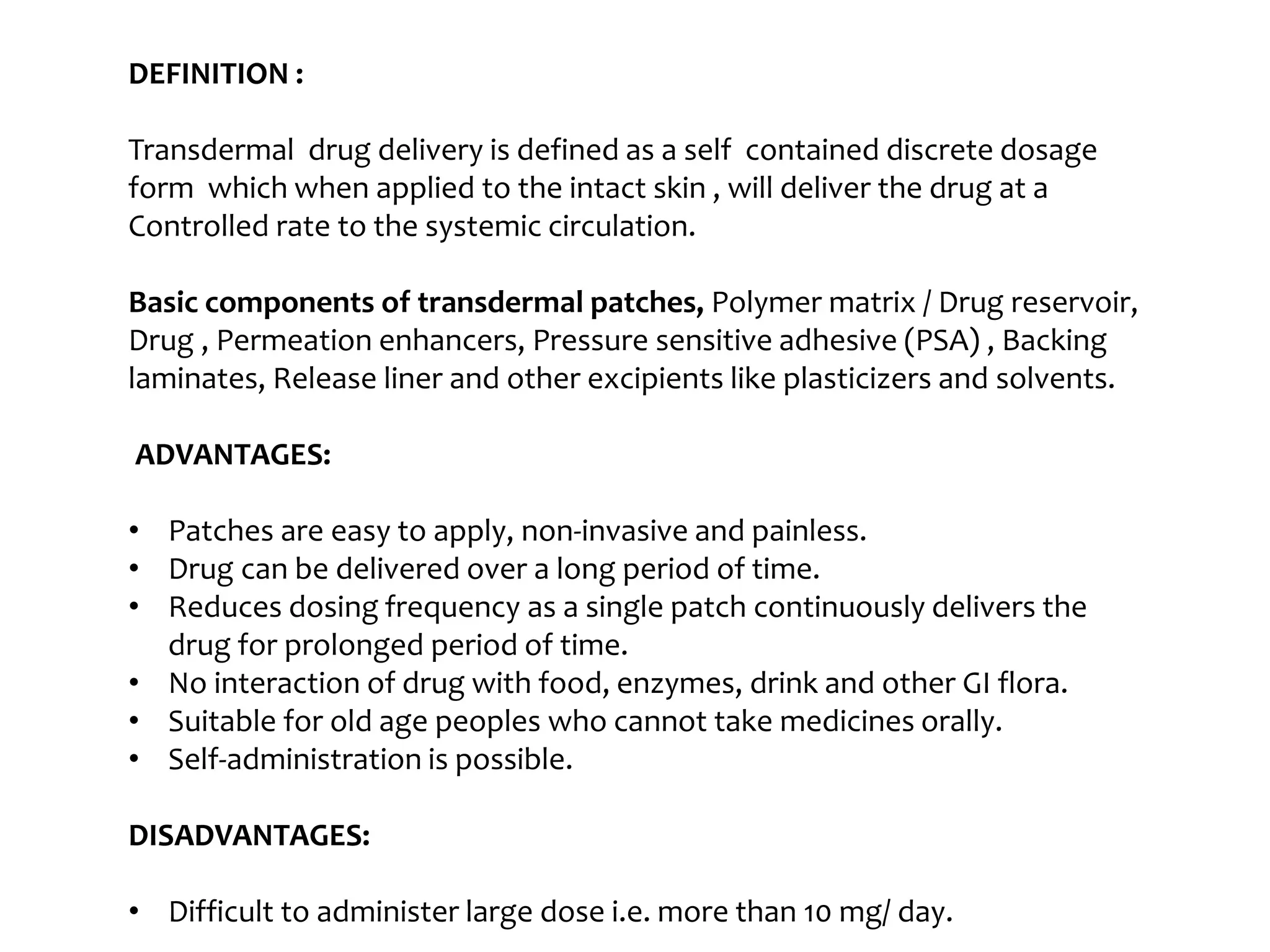 Understanding the controlled release behavior of transdermal patch of ...