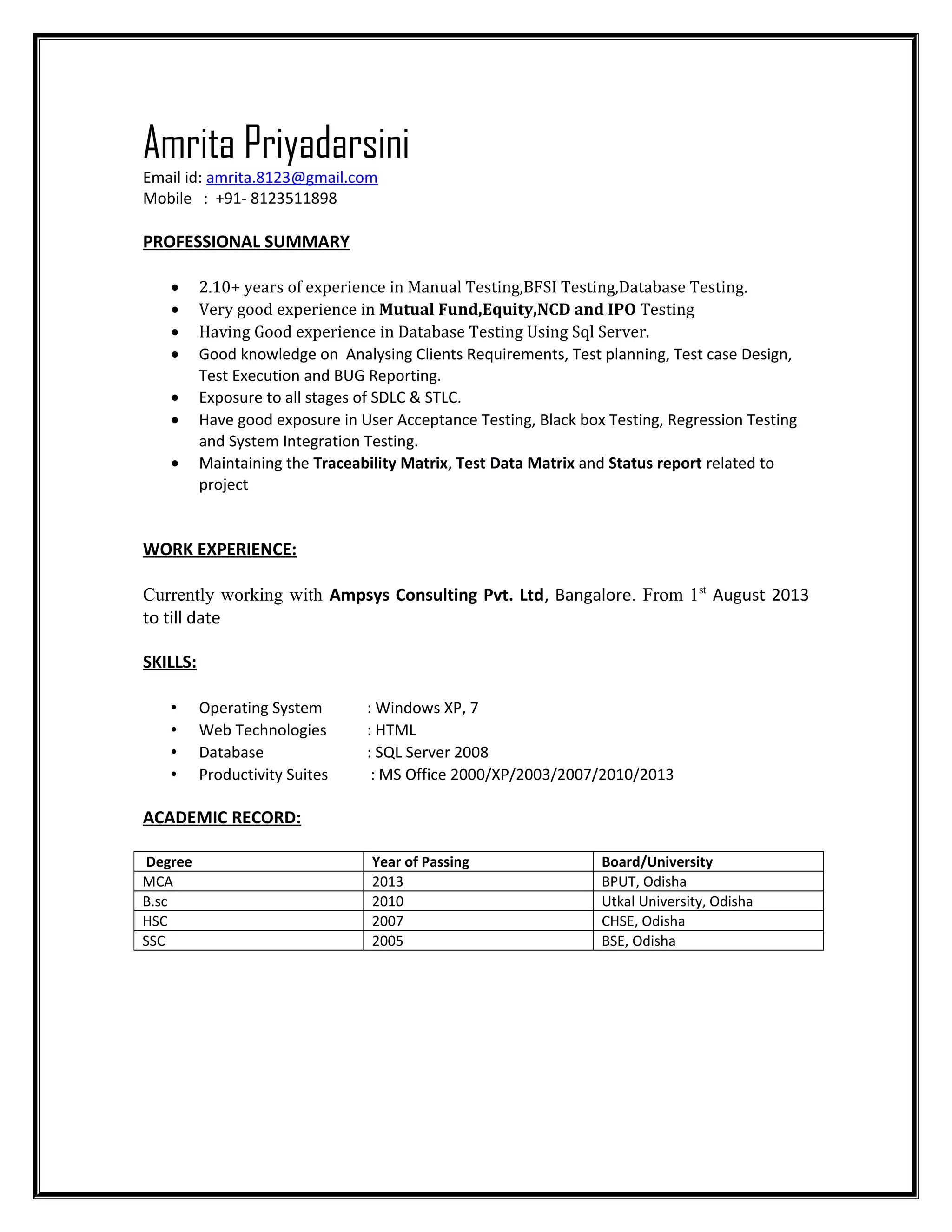 Amrita resume updated | DOC