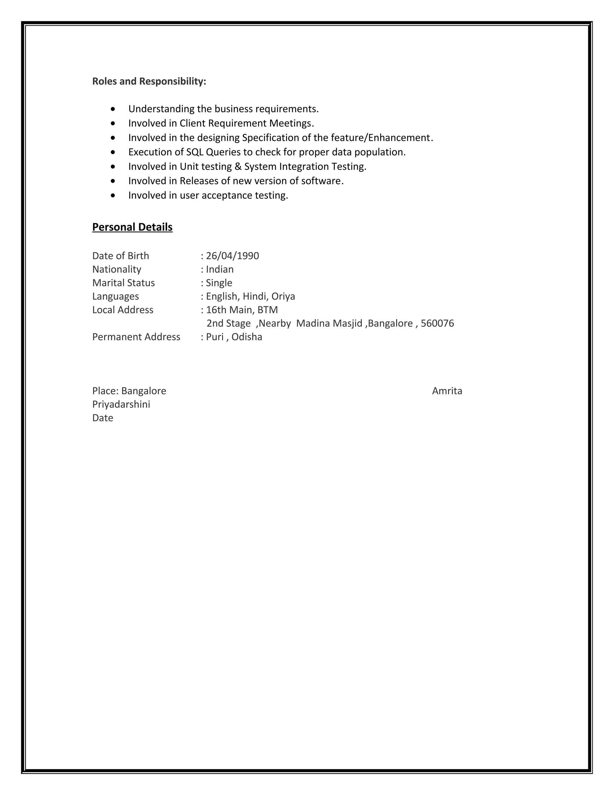 Amrita resume updated | DOC