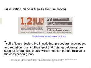 Gamification, Serious Games and Simulations | PPTX