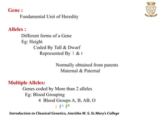 Botany:Introduction to Classical Genetics | PPTX