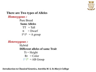 Botany:Introduction to Classical Genetics | PPTX