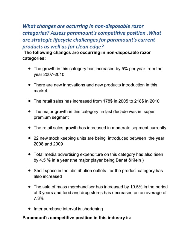 paramount razor blade case study | PDF
