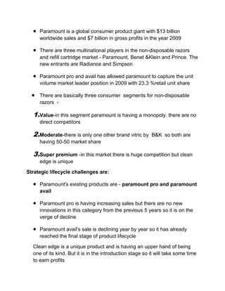 paramount razor blade case study | PDF