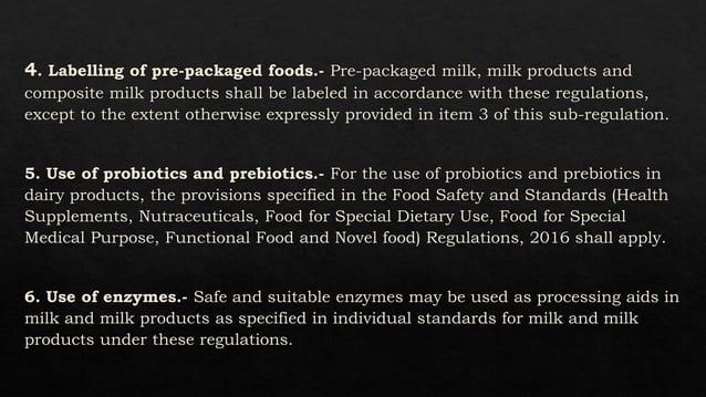 Fssai Standards for milk and packaging water | PPTX | Food & Drink