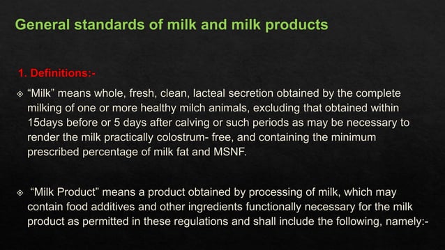 Fssai Standards for milk and packaging water | PPTX | Food & Drink