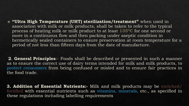 Fssai Standards for milk and packaging water | PPTX | Food & Drink