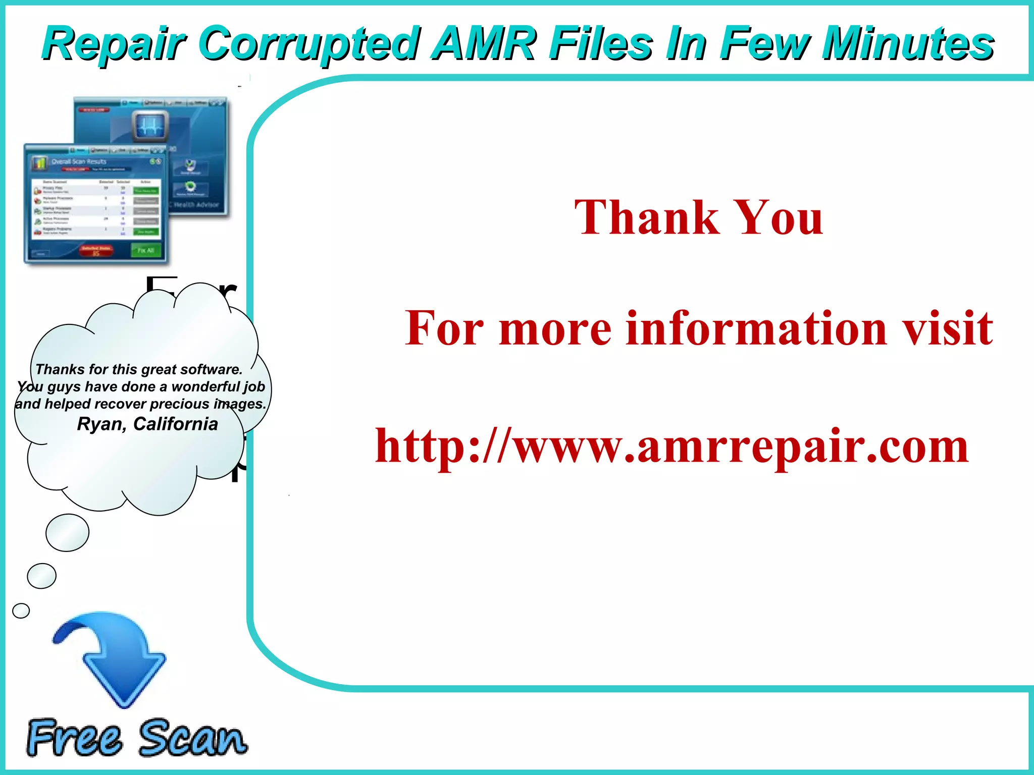 Methods to repair damaged or corrupted amr audio files | PPT