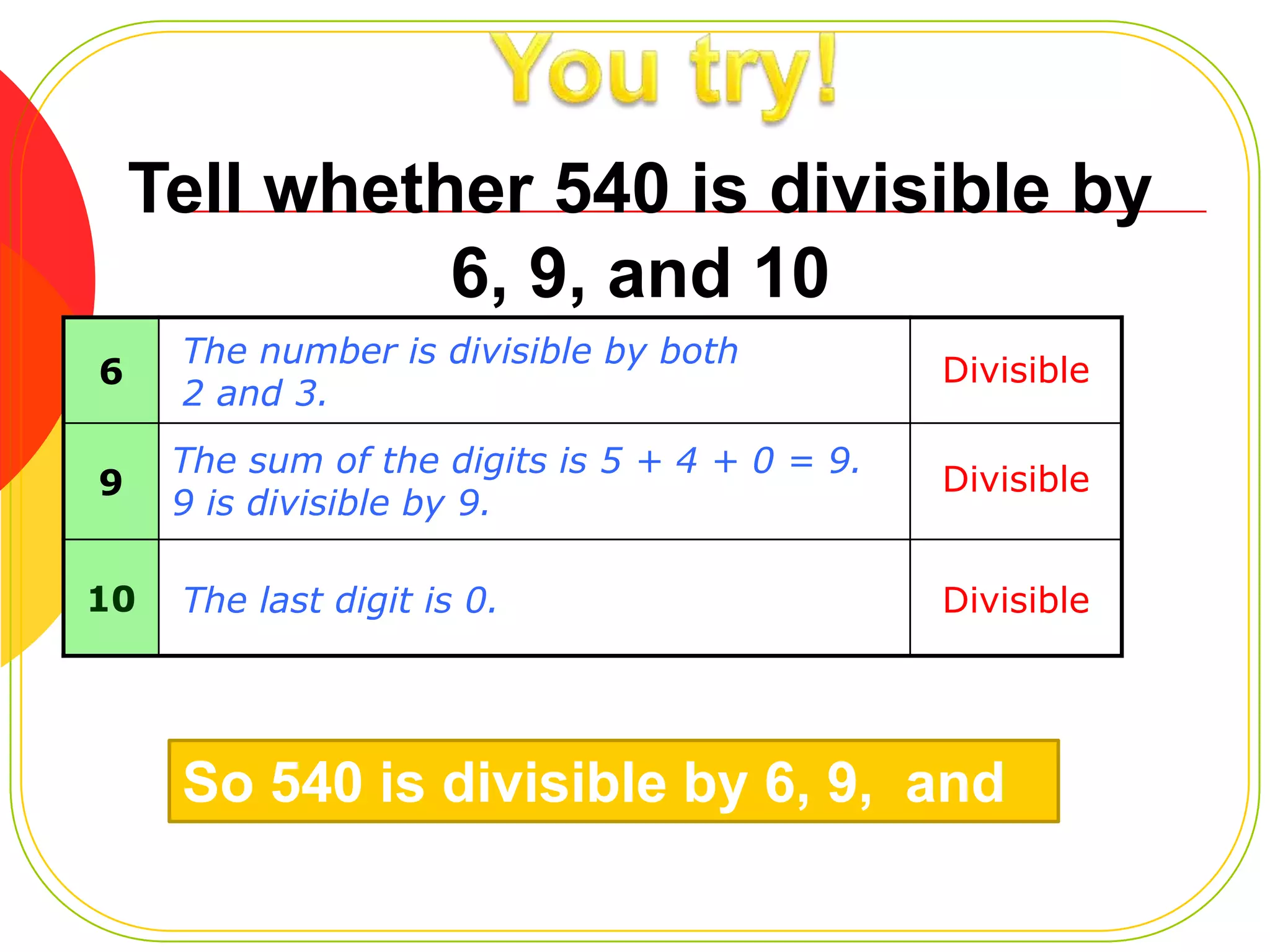 Rules of divisibility | PPT