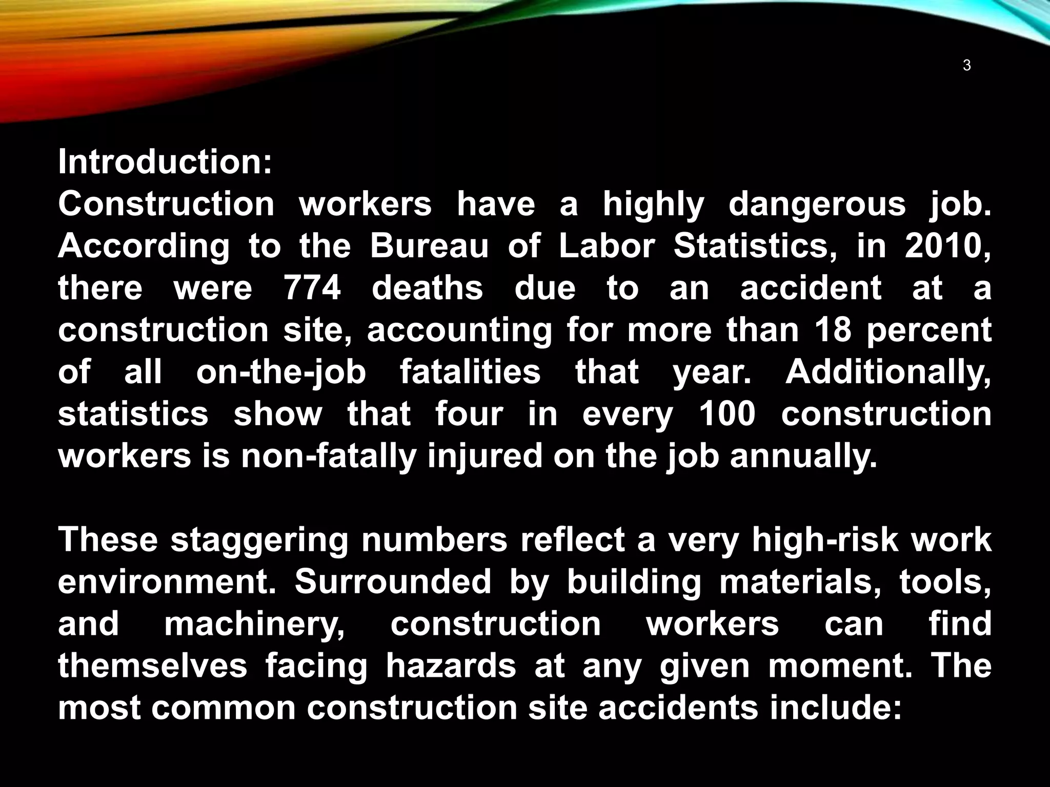 Construction Site Hazards & Safety Equipment | PPTX | Injuries ...