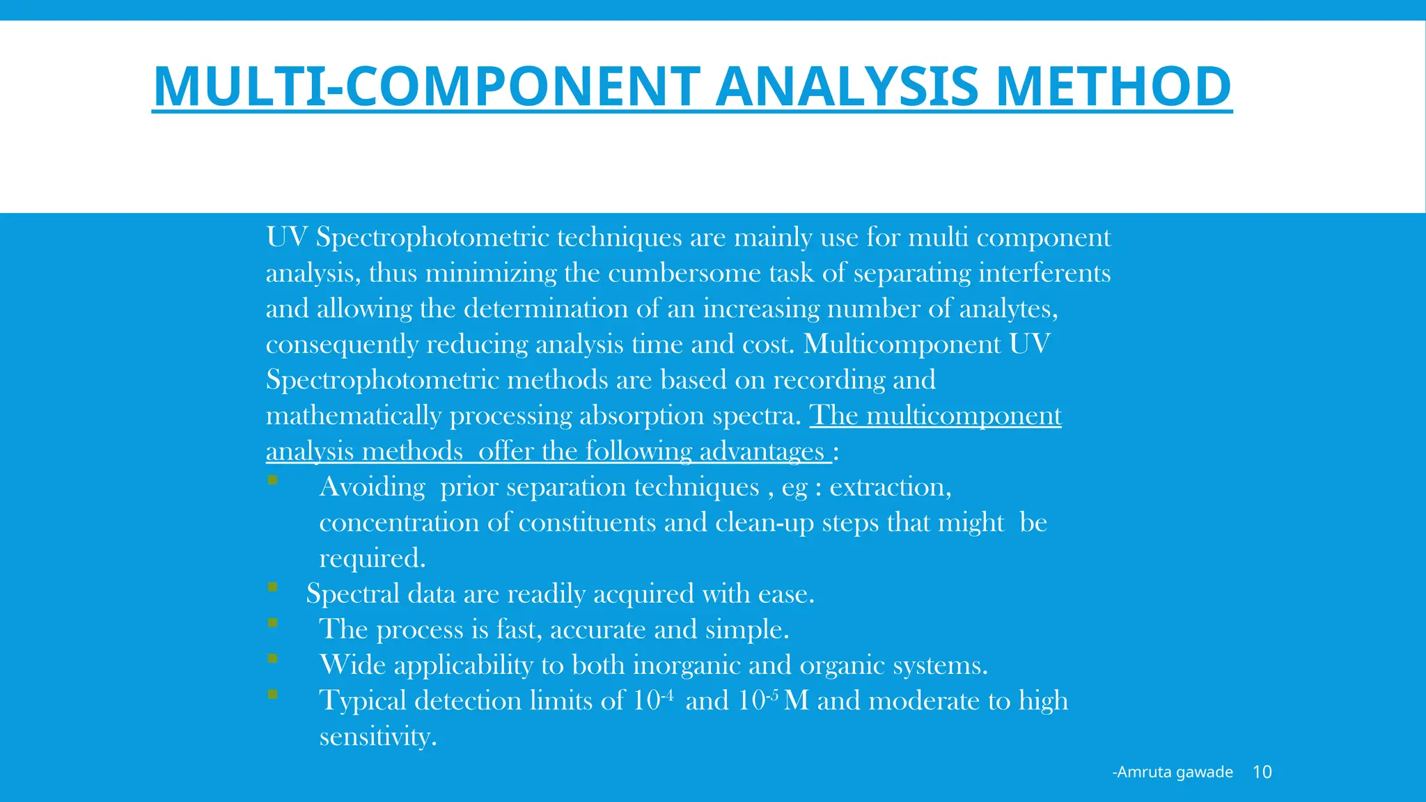 Application of uv visible spectroscopy (IMA) (sem viii) | PPTX