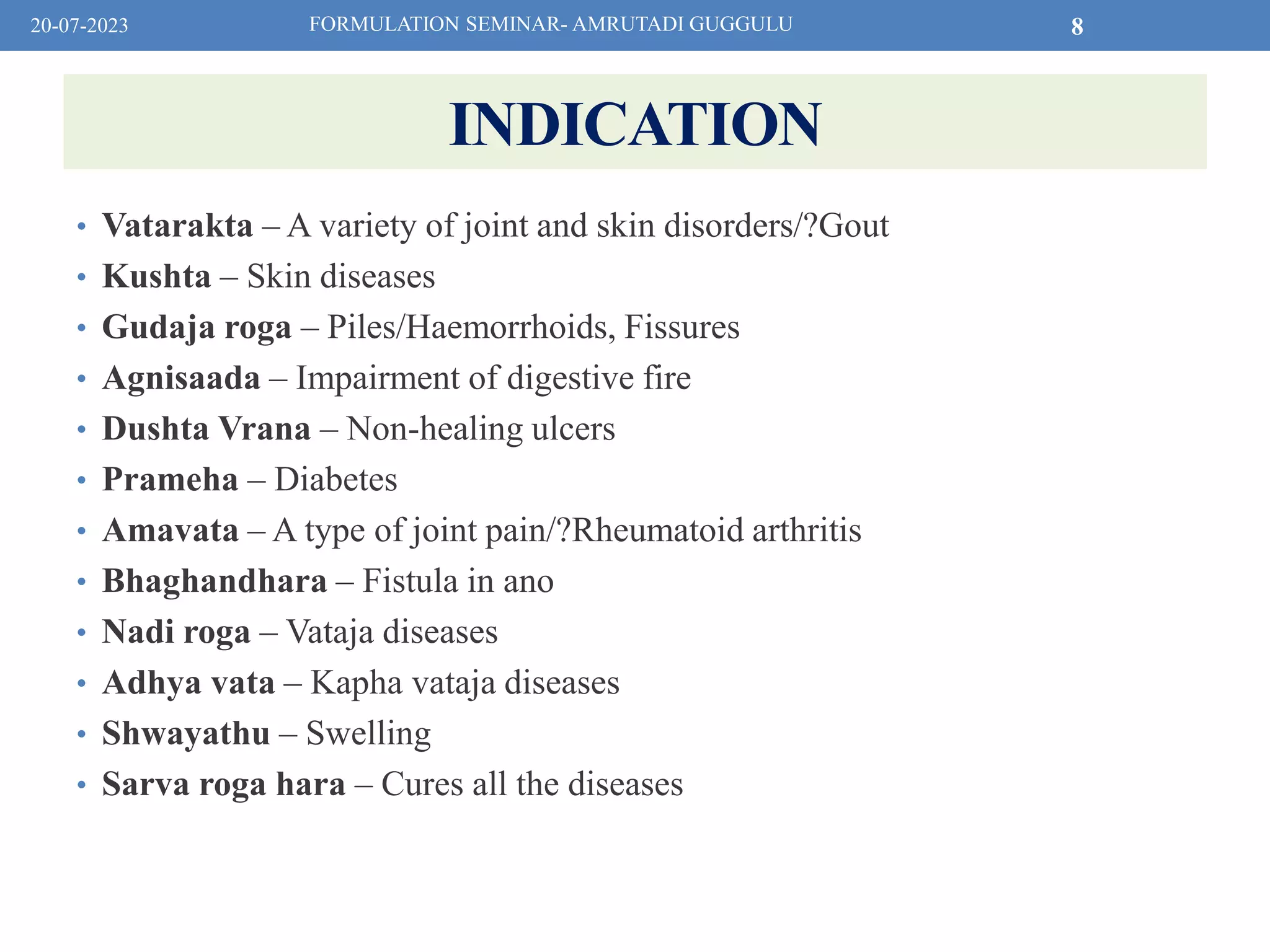 AMRUTADI GUGGULU | PPTX | Digestive Disorders | Diseases and Conditions