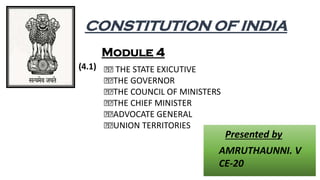 COI - Module - 4 - constitution of india mcn202 | PDF