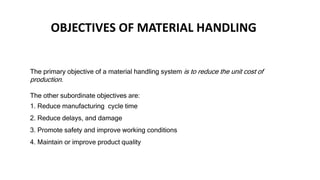 material handling and its classifications with principles. | PPTX