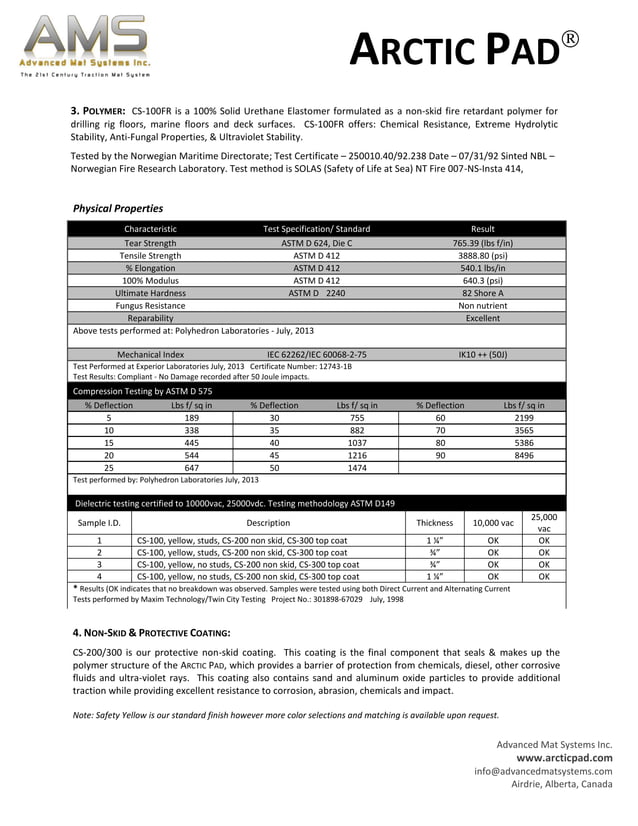 AMS - Arctic Pad - Technical Information | PDF