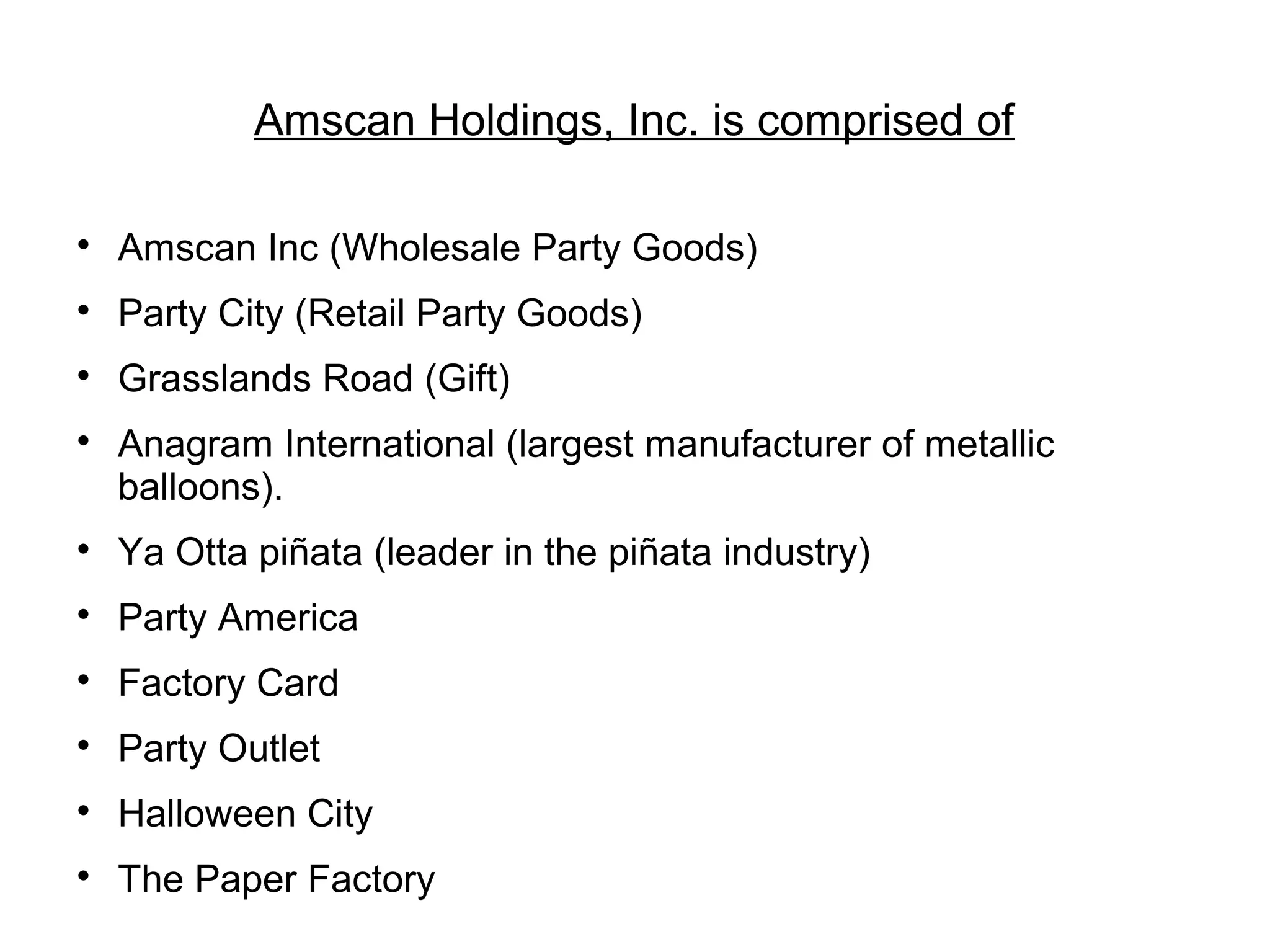 Amscan company profile | PPT