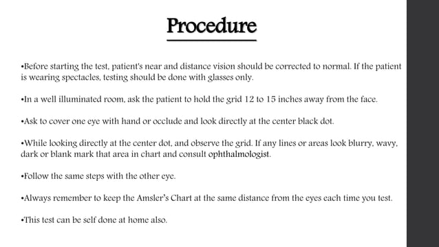 Amsler grid chart | PPTX | Eye and Vision Conditions | Diseases and ...