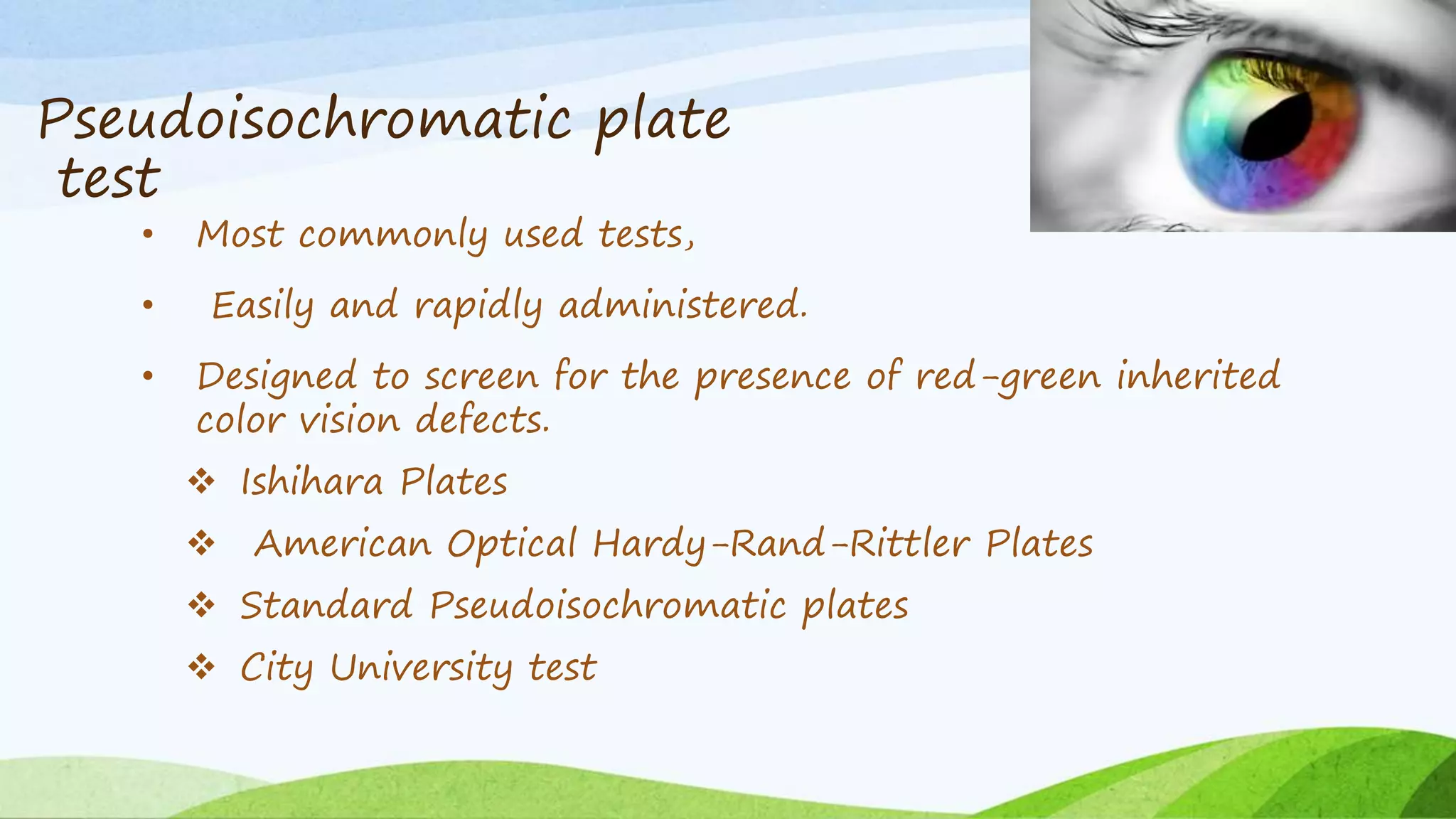 Amsler grid and color vision chart | PPTX