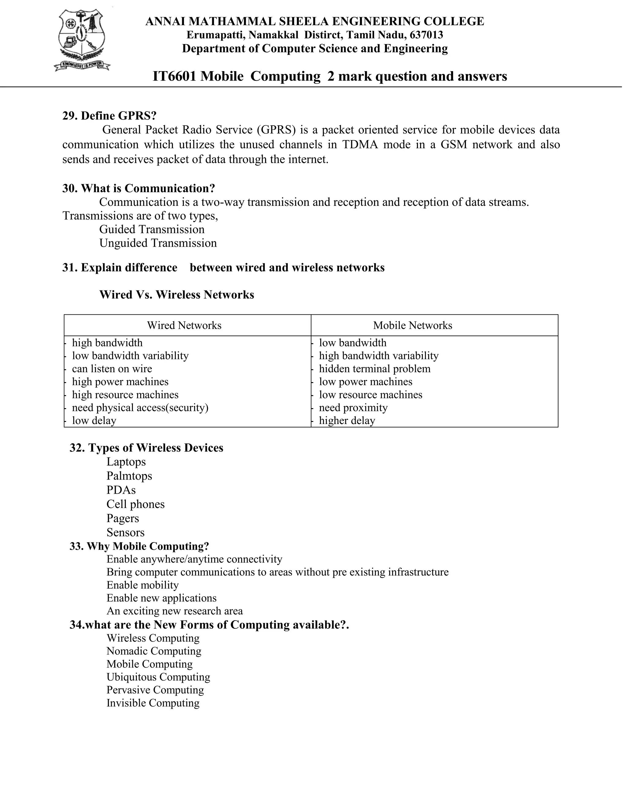 IT6601 Mobile Computing | PDF