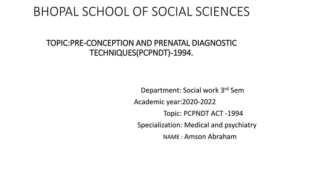 pre conception and prenatal diagnostic techniques(PCPNDT)- | PPT
