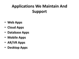 AMS Solutions | Application Maintenance and Support | USA | PPTX | IT ...